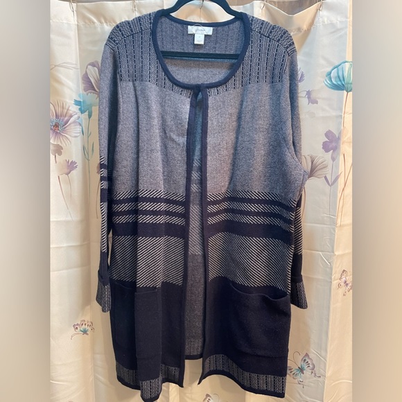 CJ Banks | Sweaters | Cj Banks Longline Cardigan Navy And Grey Thick ...